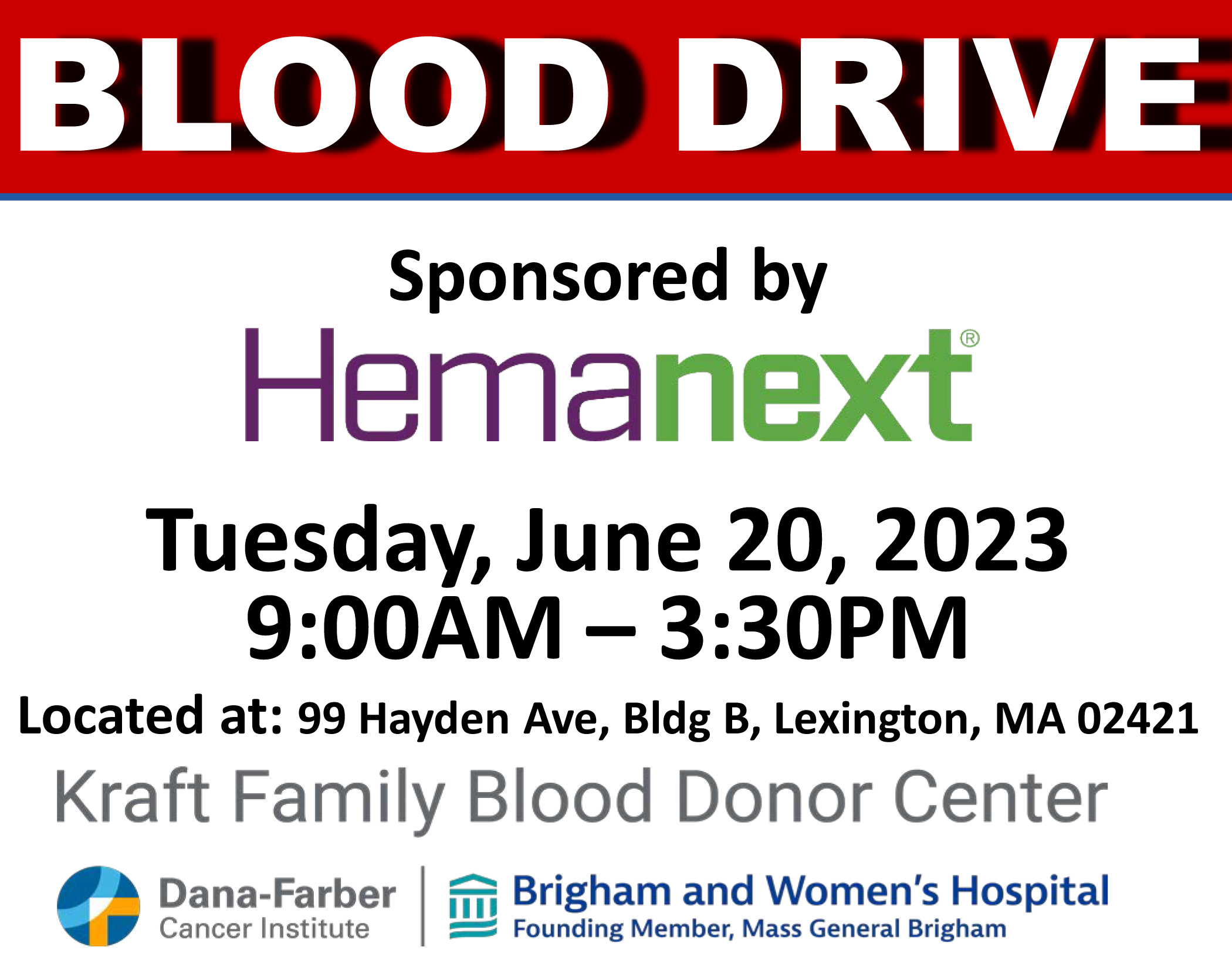 Hemanext to sponsor a Blood Drive for the Kraft Family Blood Donor ...